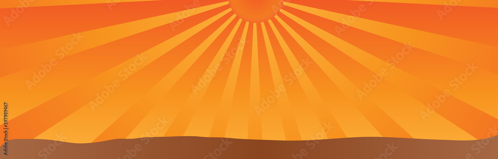 Rising sun, sunrise, earth, horizon, ground, background, web banner ...