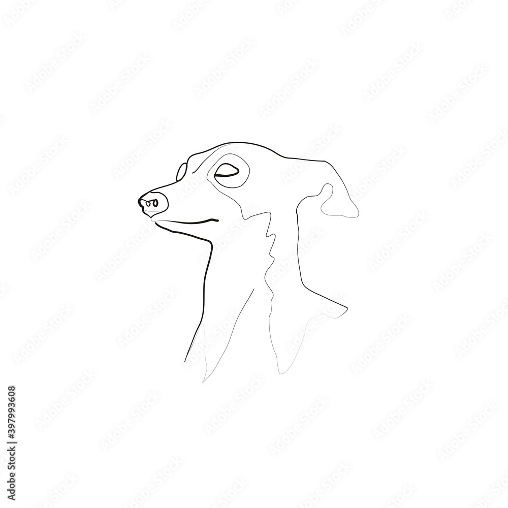 SINGLE-LINE DRAWING OF A HOUND DOG. This is a hand-drawn, continuous ...
