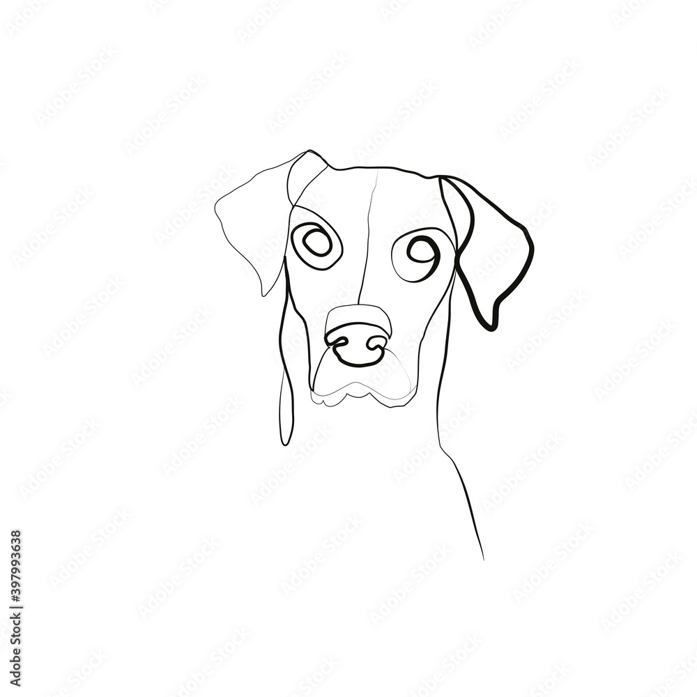 SINGLE-LINE DRAWING OF A LABRADOR DOG. This is a hand-drawn, continuous ...