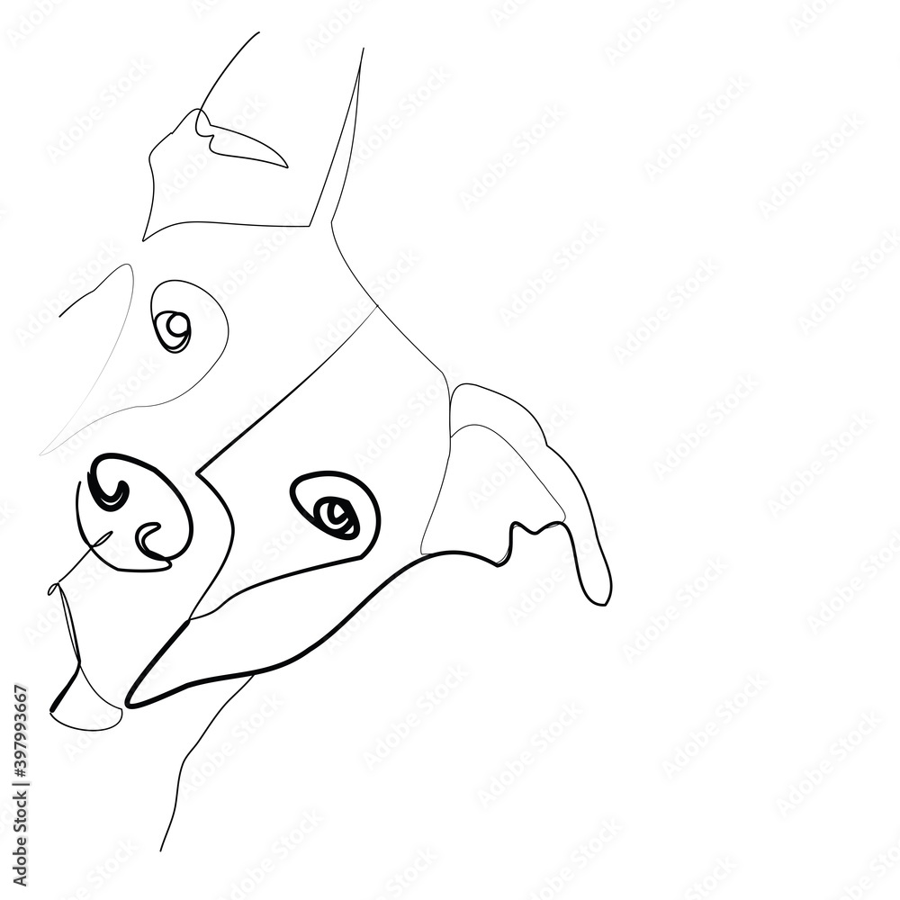 SINGLE-LINE DRAWING OF A PITBULL DOG. This is a hand-drawn, continuous ...