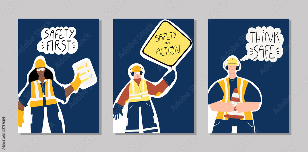 Collection of hand drawn posters with lettering about health and safety ...