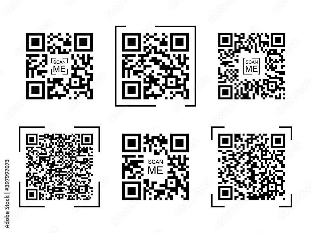 Collection qr code for scanning. Sample various qr code with frame ...