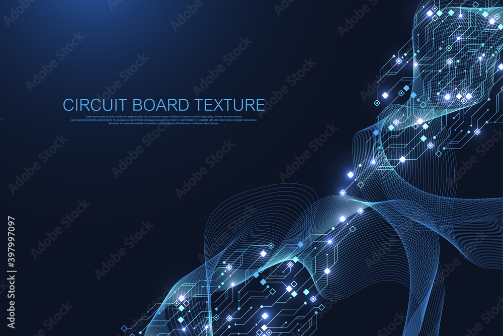 Vecteur Stock Circuit board technology background with hi-tech digital data connection system ...