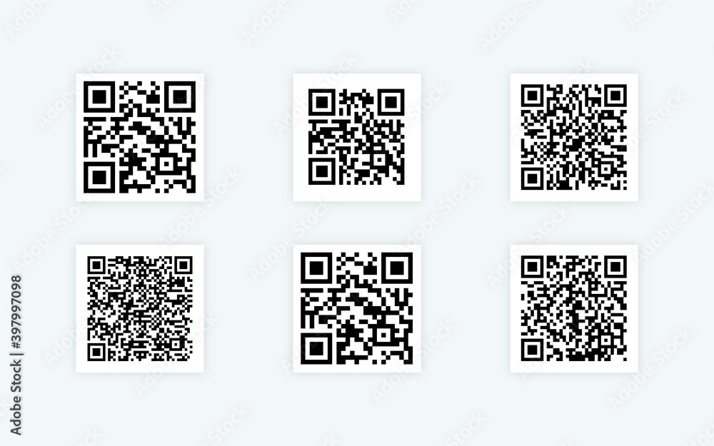 Set of various types of qr code. Collection qr code on white background ...