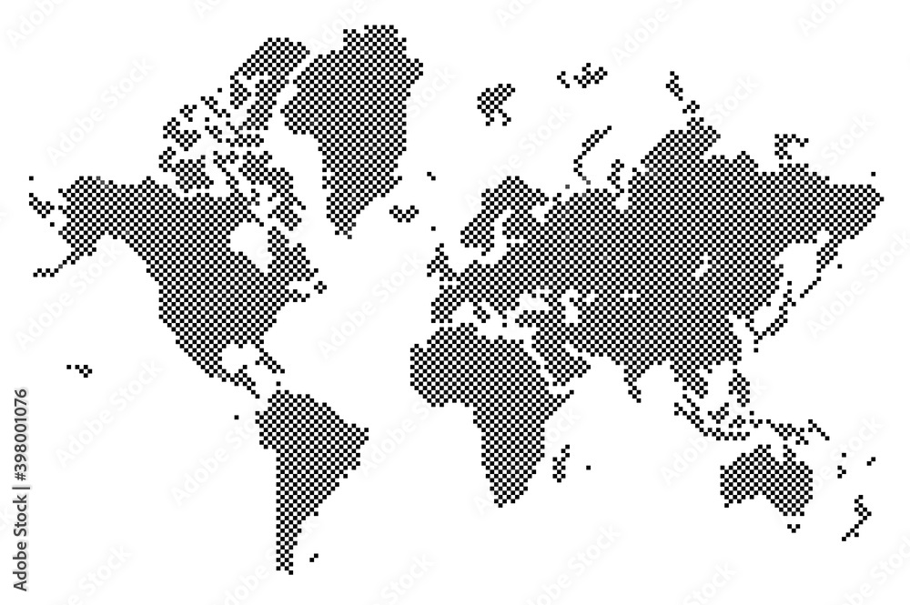Detailed vector World map of black colors on light background. Town ...