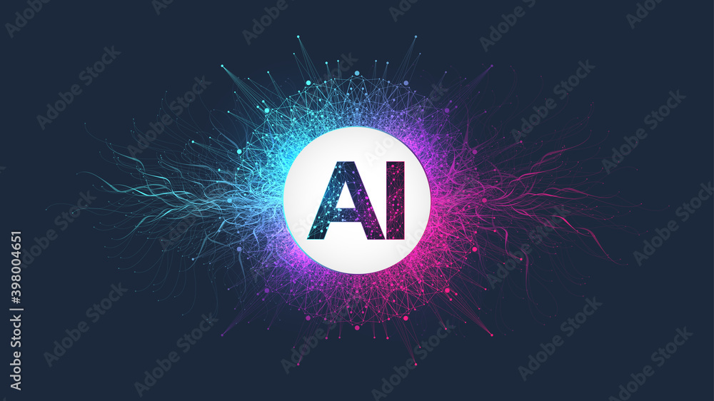 Artificial Intelligence Logo Plexus effect. Artificial Intelligence and ...