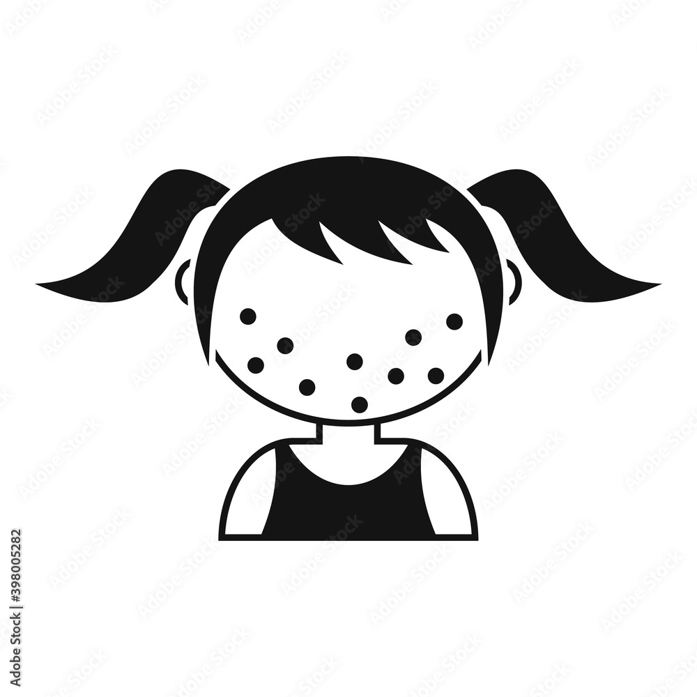 Chicken pox kid girl icon. Simple illustration of chicken pox kid girl ...