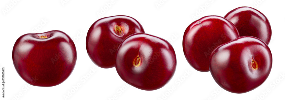 Cherry isolated. Sour cherry. Cherries on white background. Sour ...