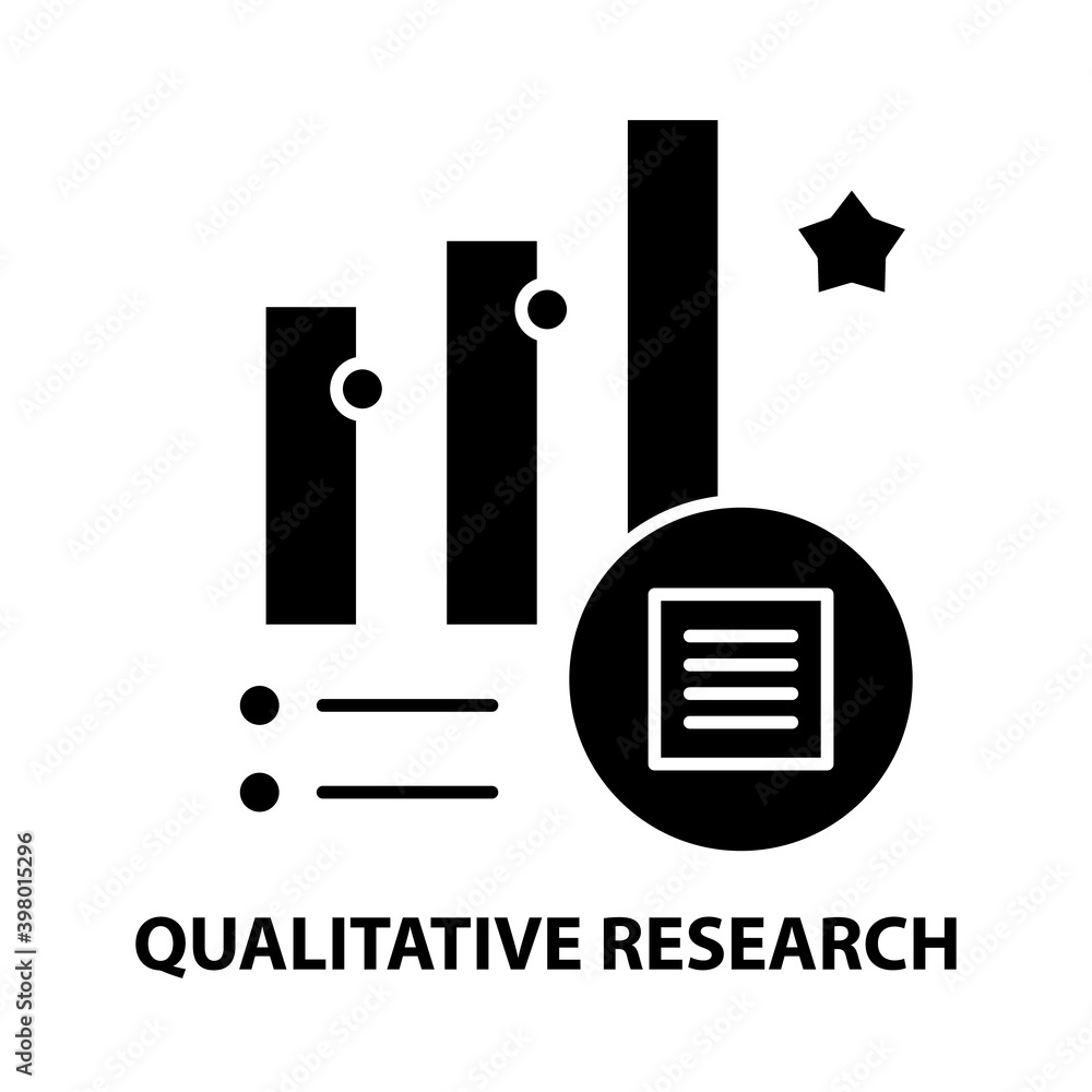 qualitative research icon, black vector sign with editable strokes ...