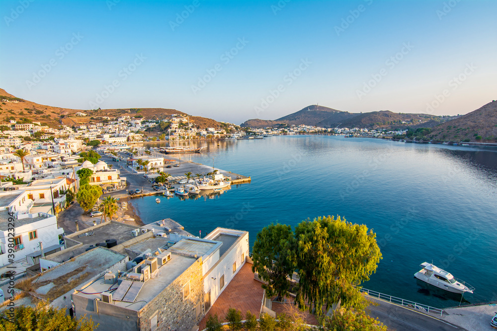 Skala Village harbour view in Patmos Island. Patmos Island is populer ...