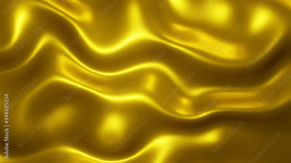 Gold 3D abstract motion graphics background, golden bright moving waves ...