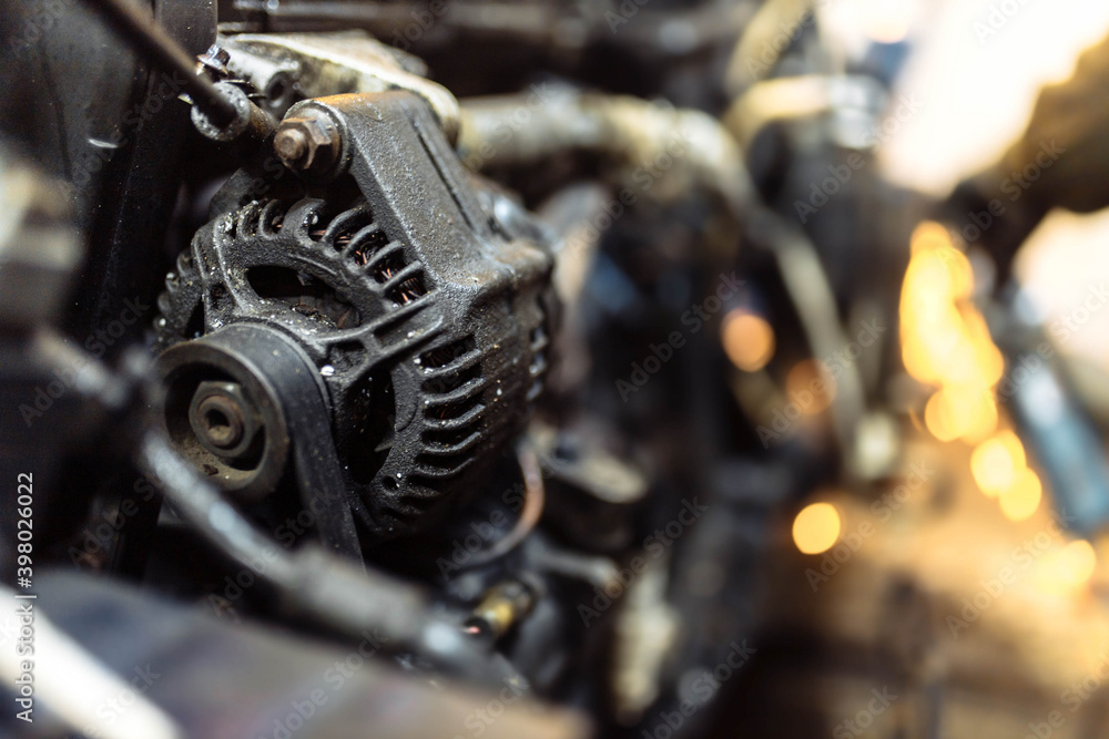 old car generator, power system concept. Stock Photo | Adobe Stock