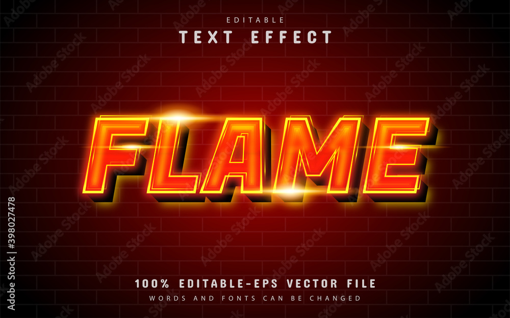 Flame text effect Stock Vector | Adobe Stock