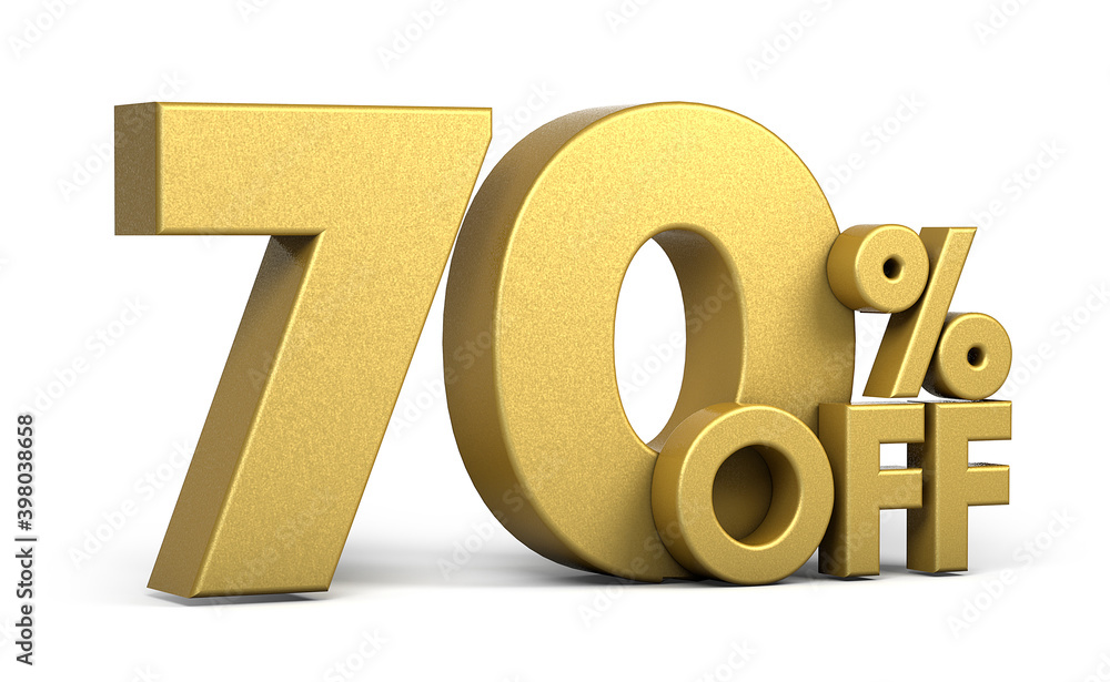 Golden Text 70 Off Isolated On White Background Off 70 Percent