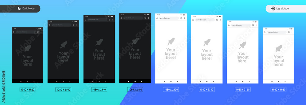 Mobile browser mockups. Website interface for smartphones, empty mobile ...