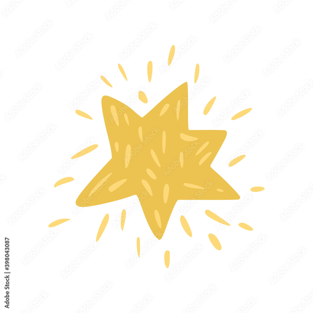 Hexagonal star isolated on white background. Hand drawn sketch magic ...