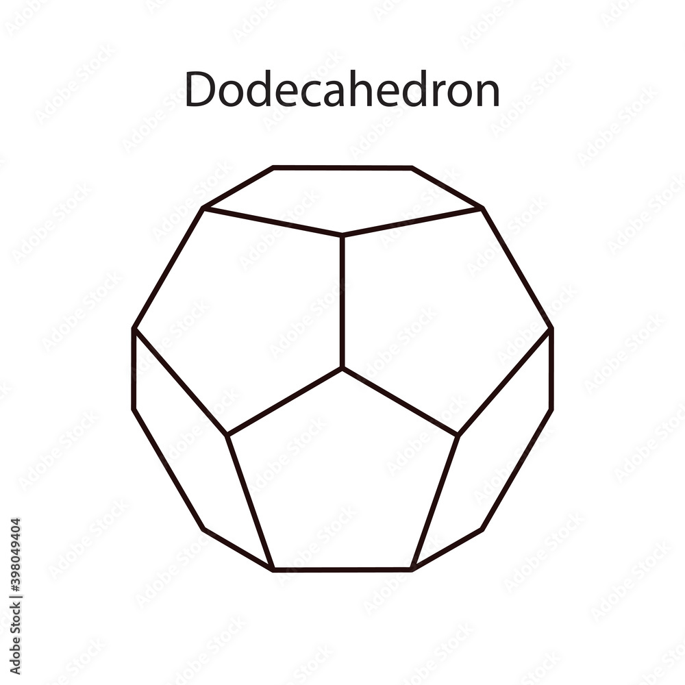 Vector illustration of a black dodecahedron on a white background with ...