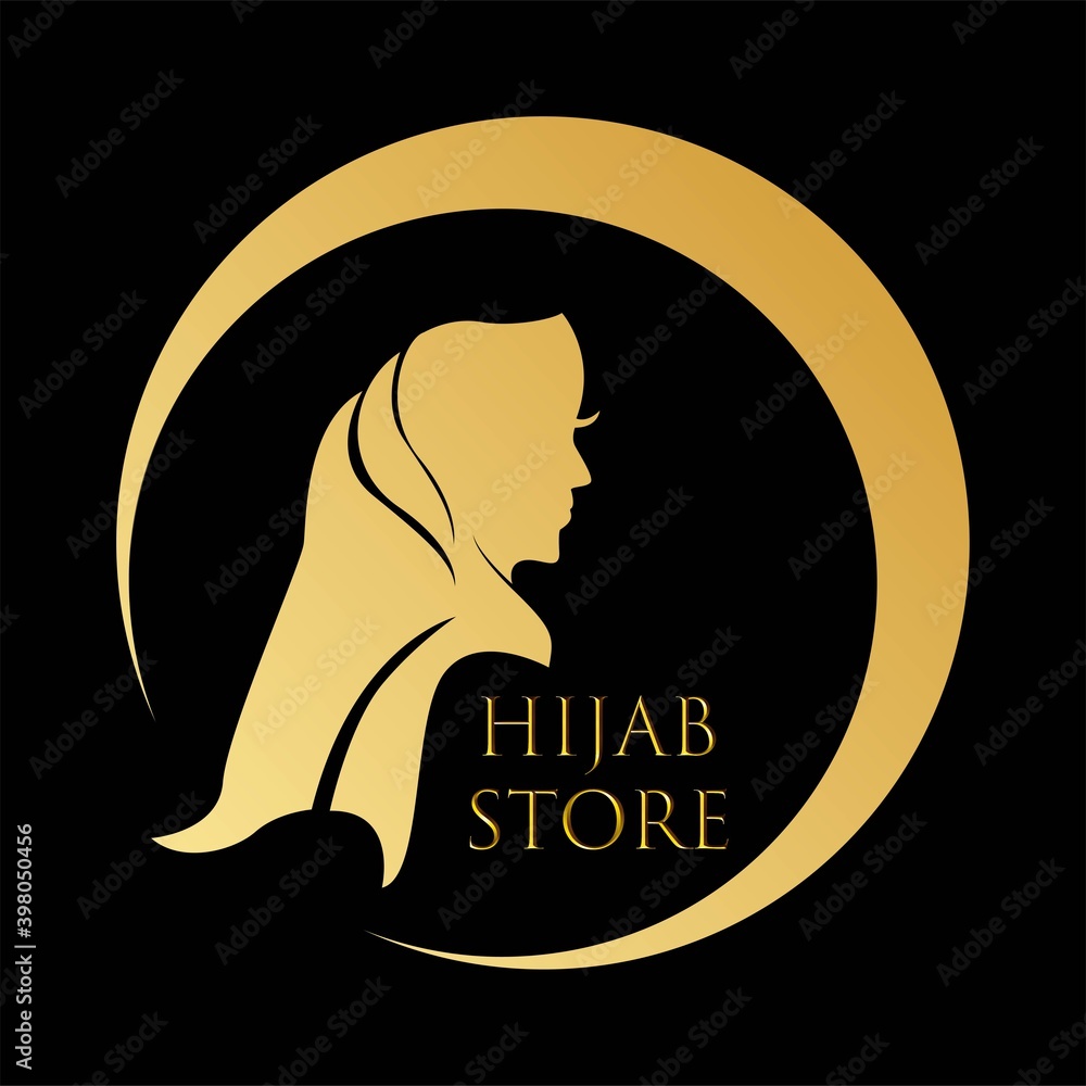 hijab logo template for muslim woman wear store or boutique logo vektor ...