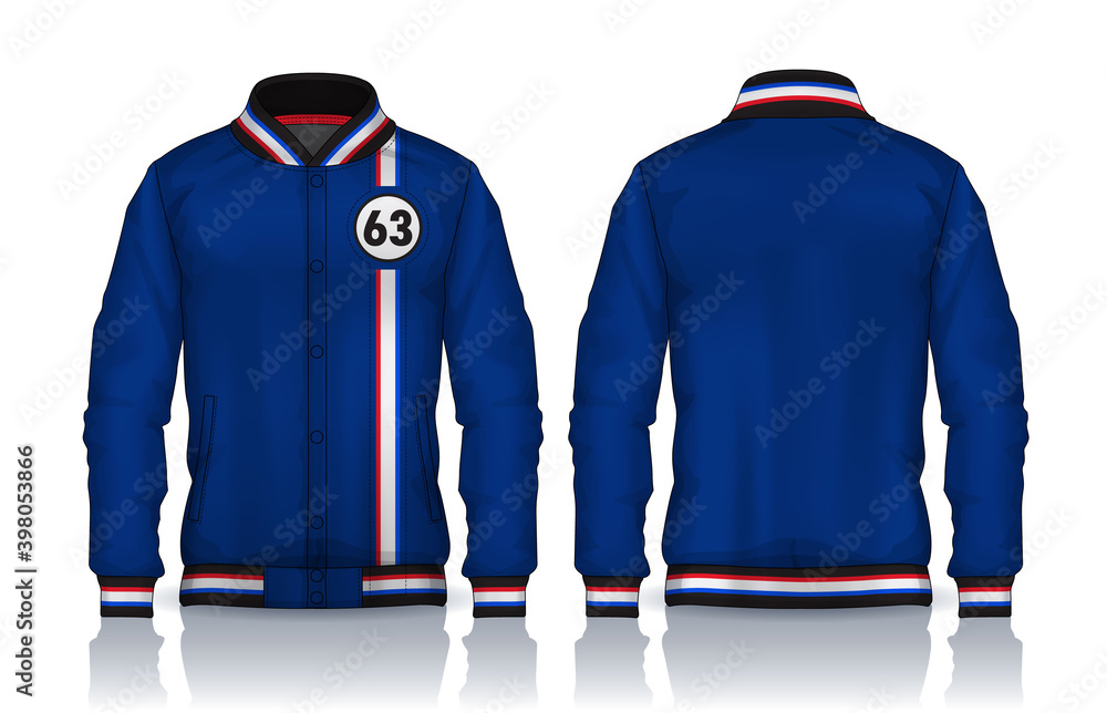 Varsity Jacket Design,Sportswear Track front and back view. Stock ...