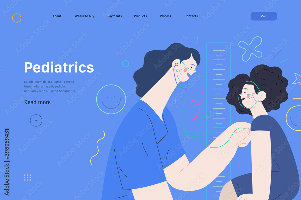 Pediatrics - medical insurance -modern flat vector concept digital ...