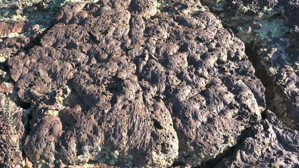 Stockvideo Solidified Igneous Lava Rock.Basalt Spongy structure porous ...