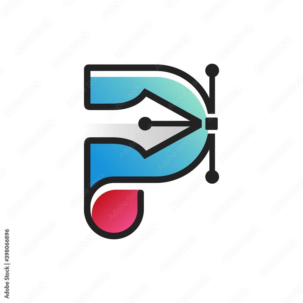 letter P with Pen tool logo Stock Vector | Adobe Stock
