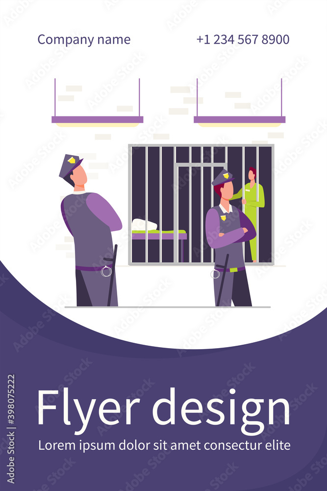 Criminals and guards in state prison. Policemen watching prisoners in ...