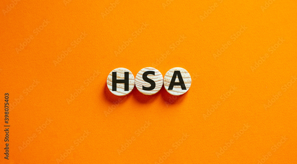 HSA symbol. Wooden circles with word 'HSA - Health Savings Account ...