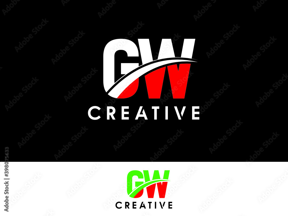 GW Logo Image, GW G W Logo Design Stock Vector | Adobe Stock