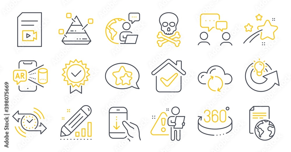 Set of Technology icons, such as Video file, Edit statistics, Star ...