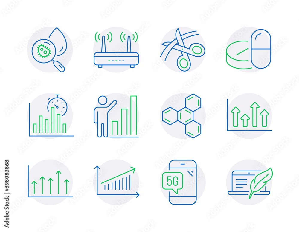 Vetor de Science icons set. Included icon as Graph chart, Upper arrows ...