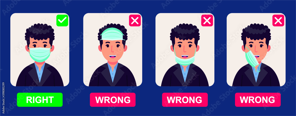 How to wear medical face mask properly. Instruction for personal ...