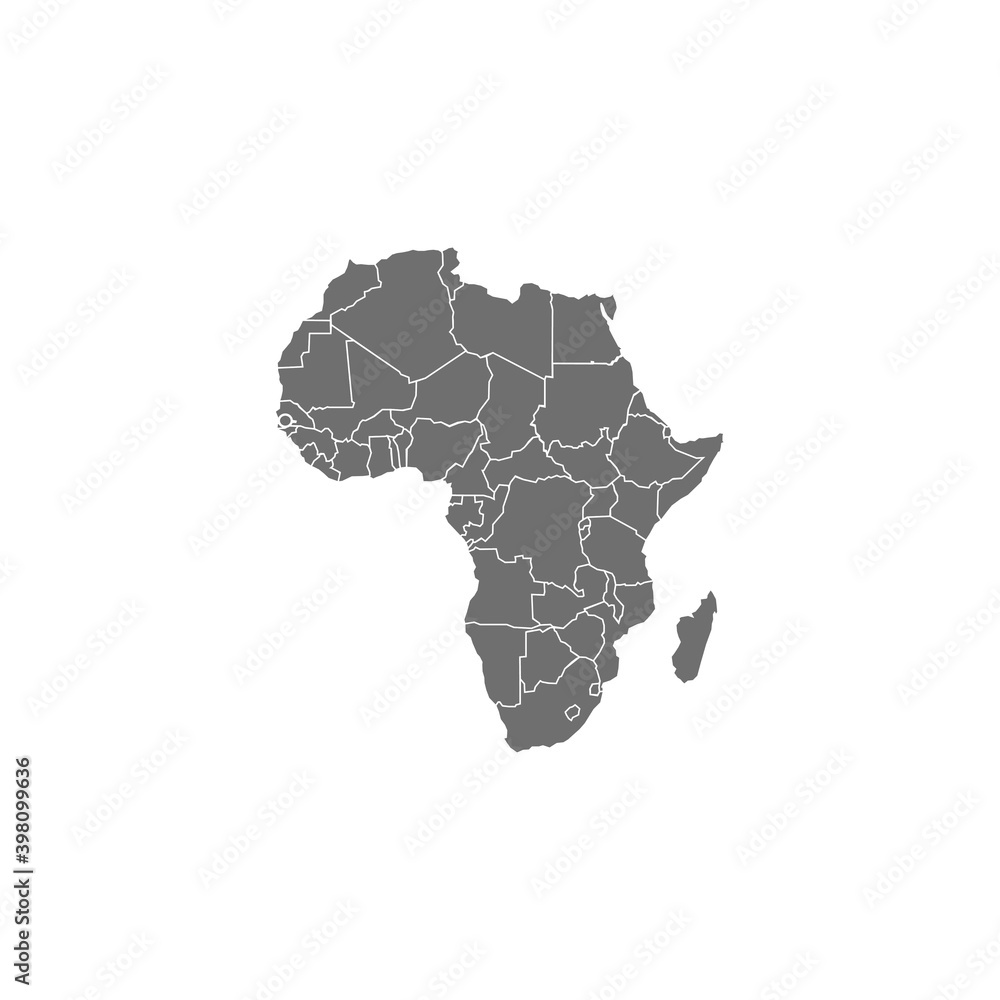 Africa map with country borders, vector illustration. Stock Vector ...