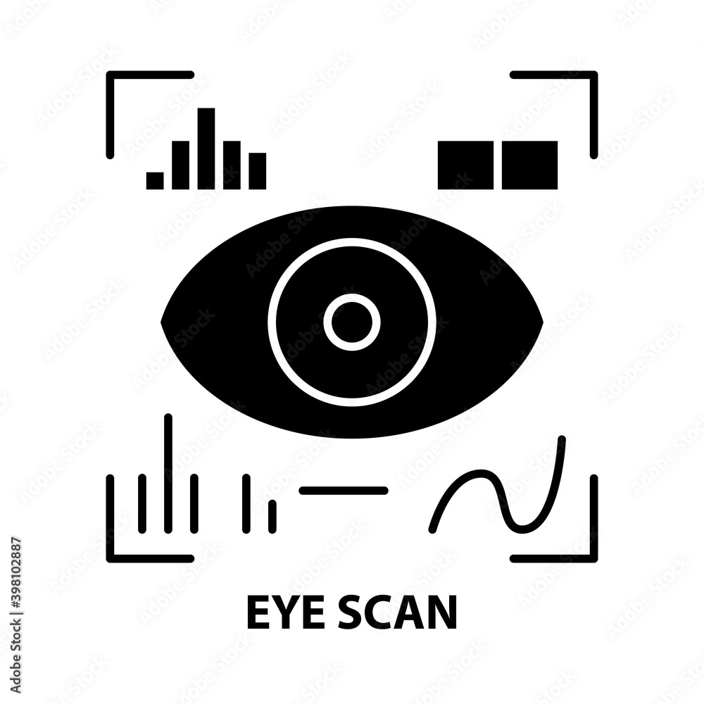 eye scan icon, black vector sign with editable strokes, concept ...