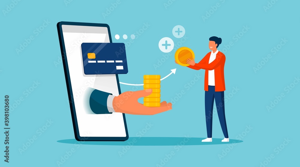 Customer receiving cash back money Stock Vector | Adobe Stock