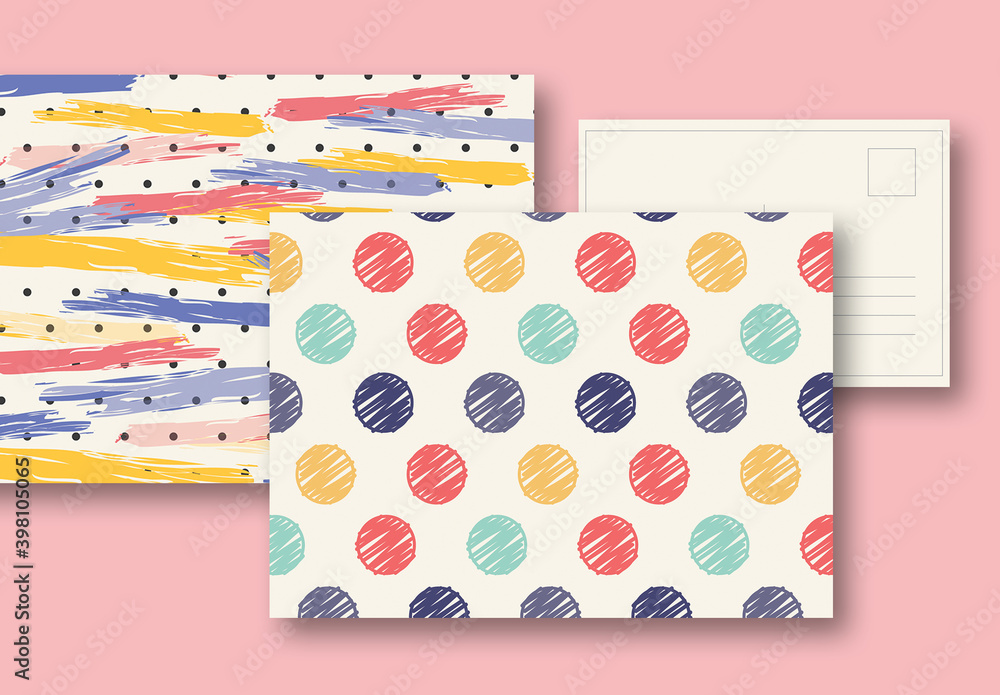 Polka Dot Pattern Postcards Stock Template | Adobe Stock