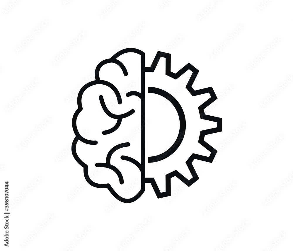 brain line icon. Gear, cog, processing. Artificial intelligence concept ...