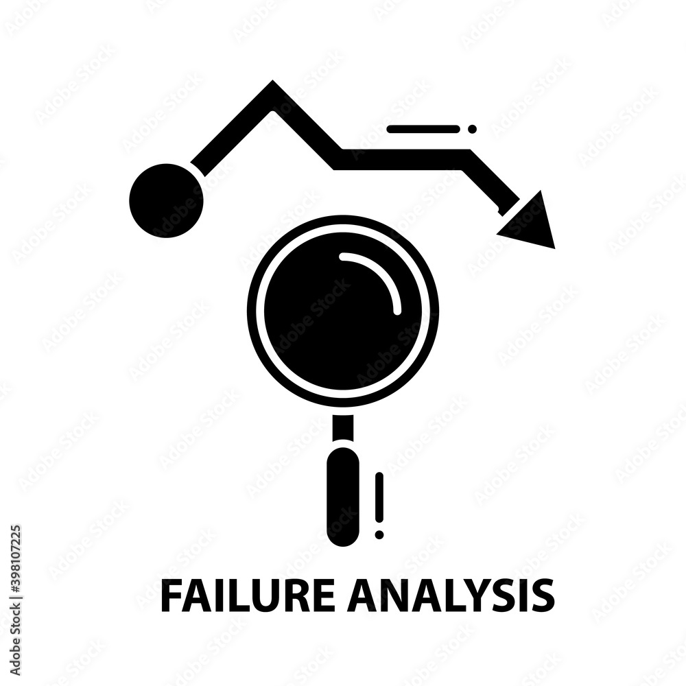 failure analysis icon, black vector sign with editable strokes, concept ...