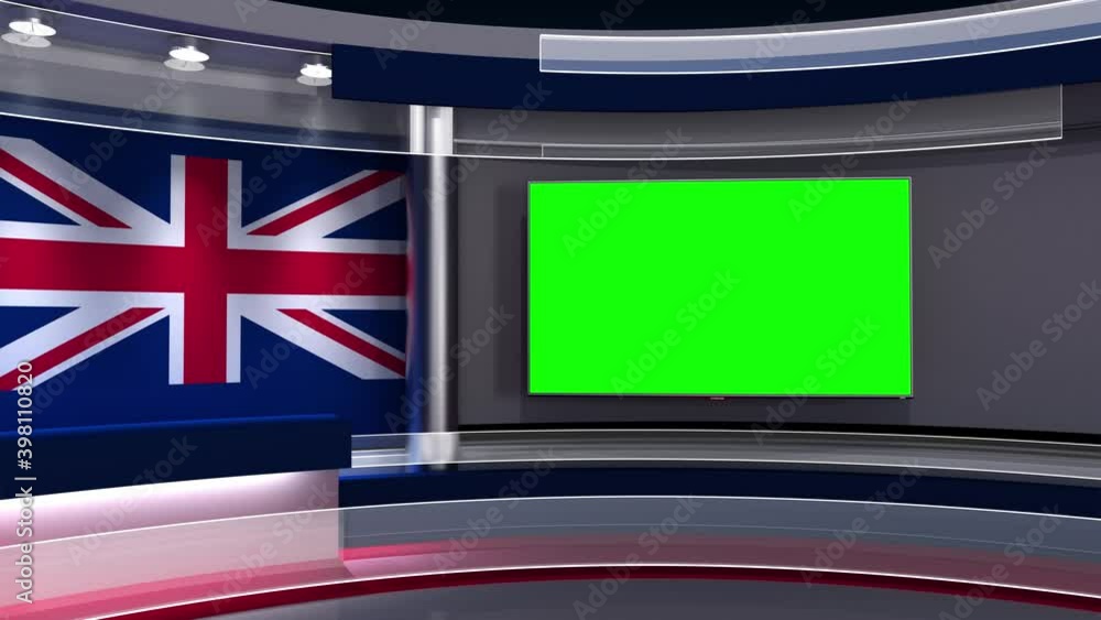 TV studio. United Kingdom. Great Britain. Britich flag studio. UK flag ...