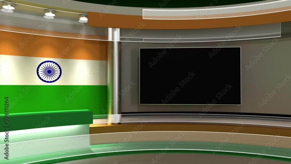 TV studio. India flag studio. India flag background. News studio. The ...