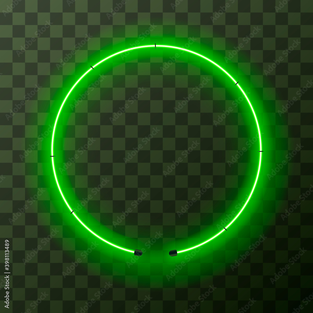 Green neon round frame, template on transparent background Stock Vector ...