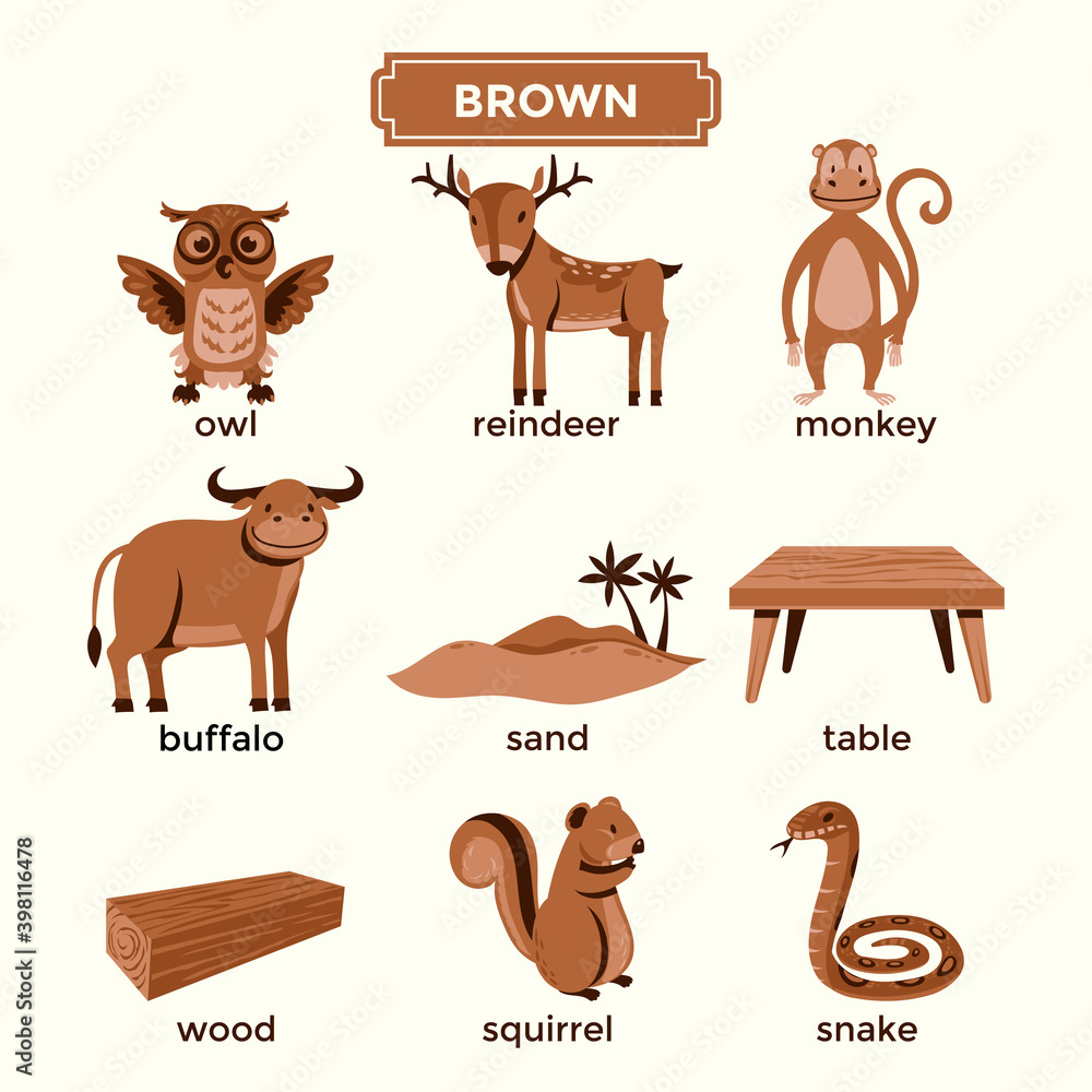 Flashcards for learning colors and vocabulary set Stock Vector | Adobe ...