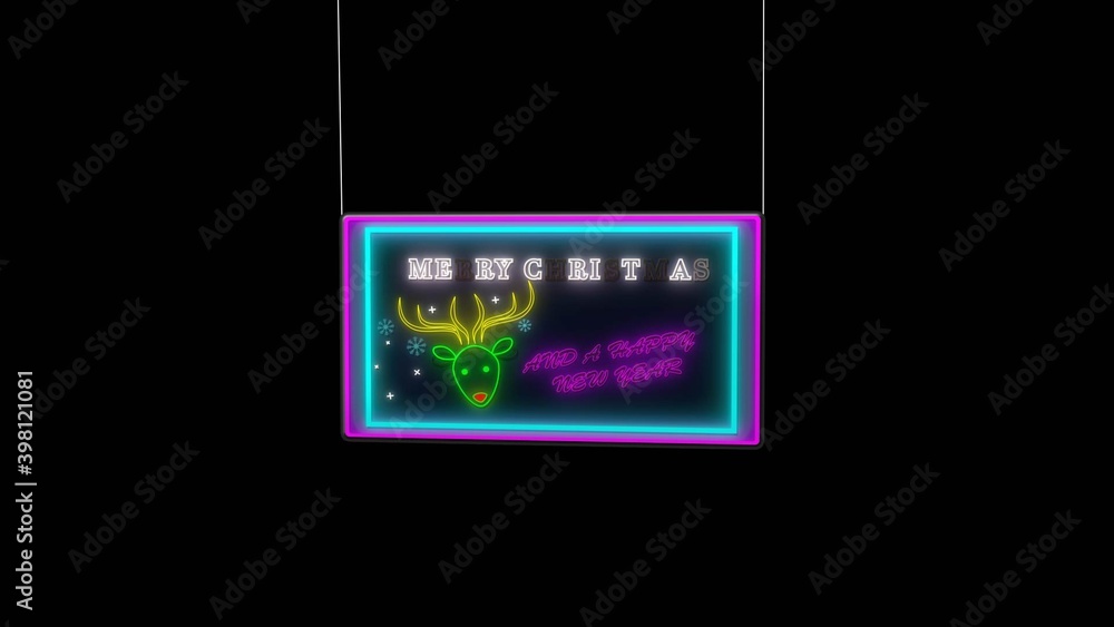 Drop in Neon Christmas Sign Stock Template | Adobe Stock