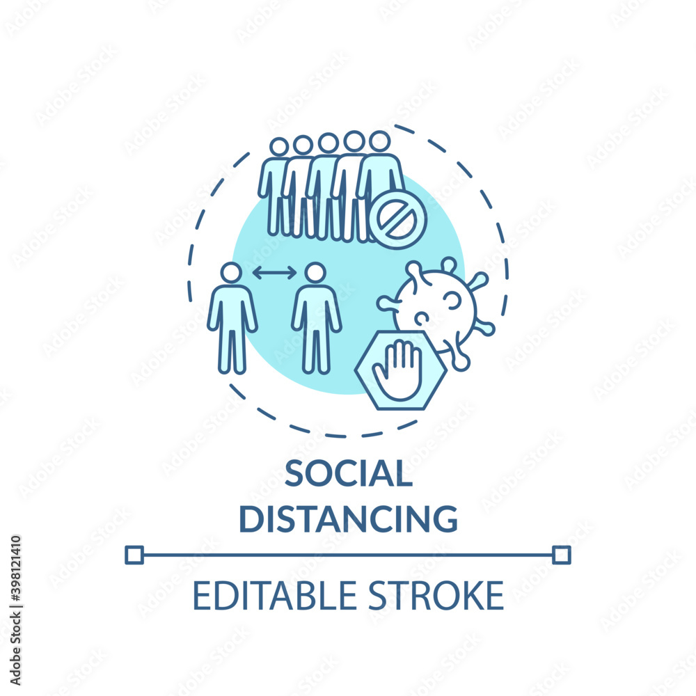 Social distancing concept icon. Safe shopping during Covid tip idea ...