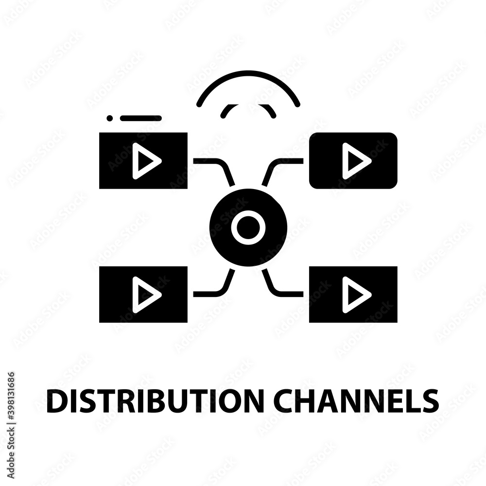 distribution channels icon, black vector sign with editable strokes ...