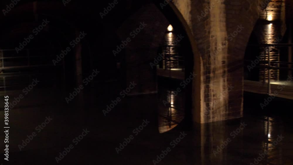 Underground Ancient Room with Brick Walls and Vaulted Arched Ceiling ...