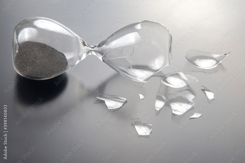 broken hourglass. waste of time. end of opportunity. stop measuring ...