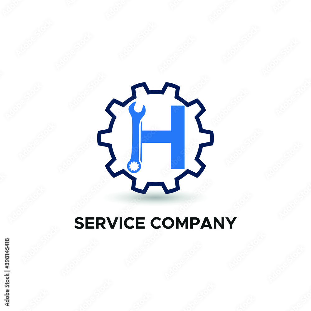 Initial logo with Letter H Wrench and Gear Icon vector for mechanic ...