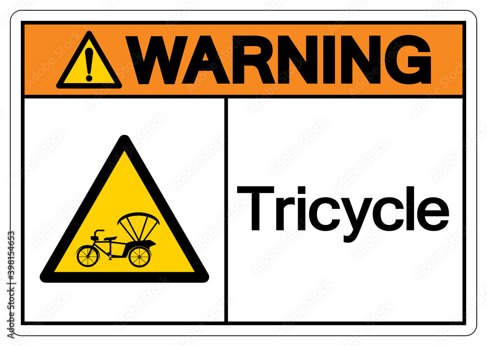 Warning Tricycle Symbol Sign,Vector Illustration, Isolate On White ...