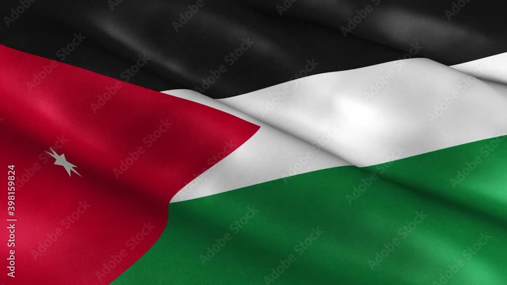Jordan National Flag Country Banner Waving 3D Loop Animation. Stock ...